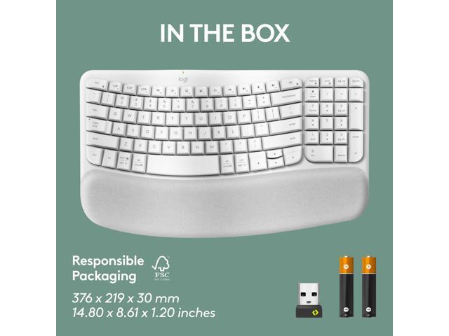 Logitech Wave Keys Wireless Ergonomic Keyboard with Cushioned Palm Rest ...