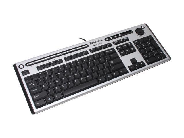 Fellowes 9893301 Silver/Black Wired Microban Multi Media Keyboard ...