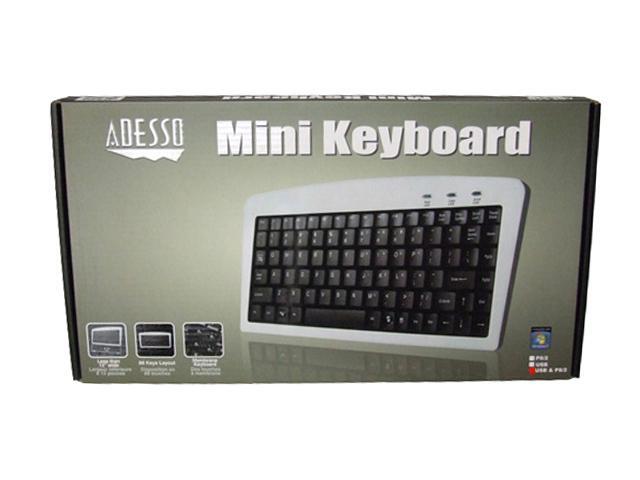 Adesso AKB-901 Mini USB Keyboard with PS/2 Adapter (Silver / Black ...