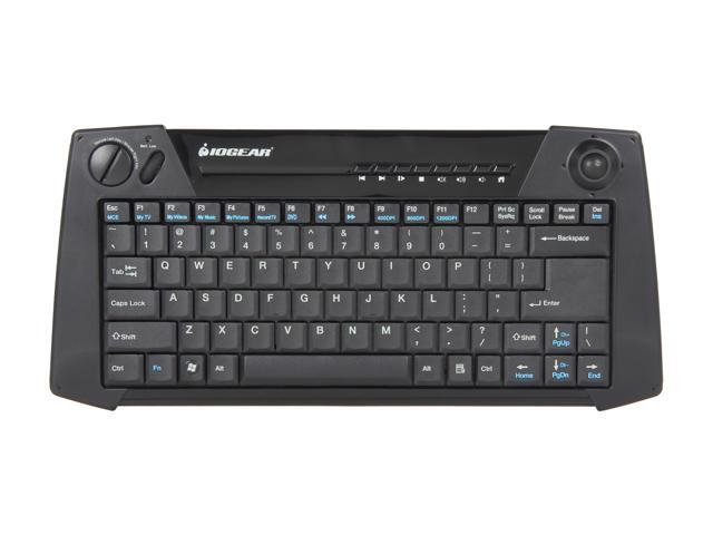 IOGEAR GKM561RW4 Black 2.4GHz Multimedia Keyboard with Laser Trackball ...