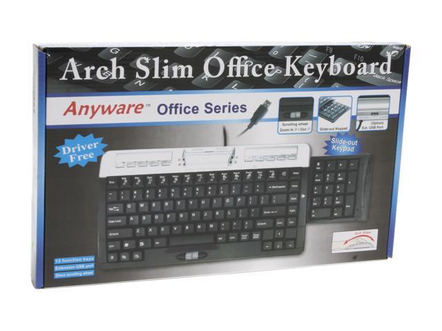 AVS Gear EZ-2018SBUP Silver/Black Slim Office Keyboard with Slide-Out ...