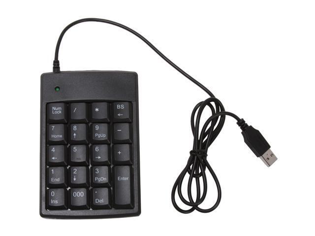 REXUS RK-9002 Black Wired Compact USB Keypad and 2 Port USB Hub ...