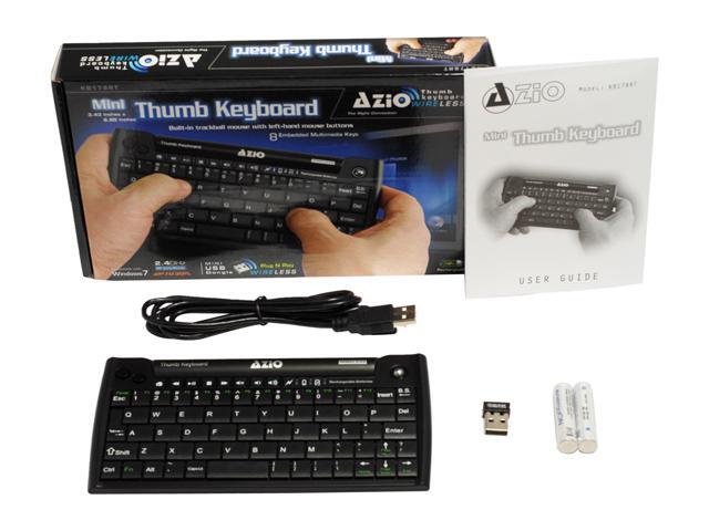 AZIO Mini Thumb Keyboard w/ Trackball KB178RT Black RF Wireless ...