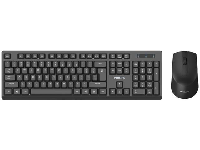 Philips Wireless Black Keyboard & Mouse STP6354 Black 2.4 GHz Wireless ...