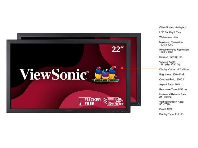 ViewSonic VA2252SM_H2 22 Inch Dual Pack Head-Only 1080p LED Monitors ...