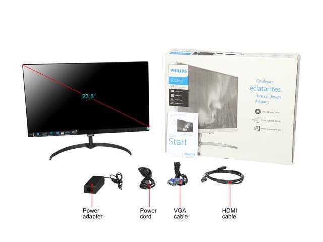 Philips 246E8QDSB 24" Class IPS Ultra Slim LED Monitor, 1920x1080, 129% ...