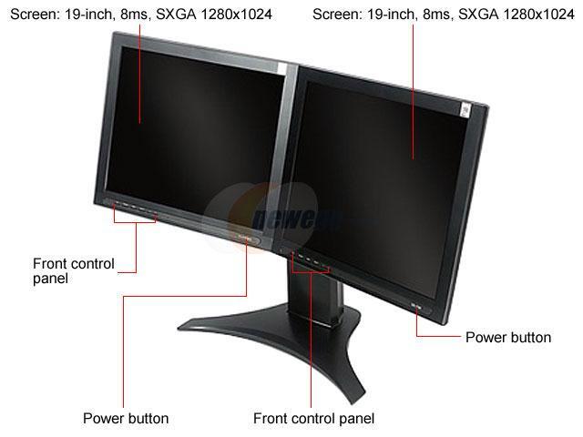 DoubleSight 19" TFT LCD Dual LCD Monitor 8 ms 2560 x 1024 D-Sub, DVI DS ...