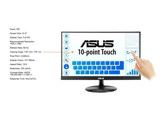 ASUS VT229H Black 21.5" USB Capacitive 10-point Multi-touch Touchscreen ...