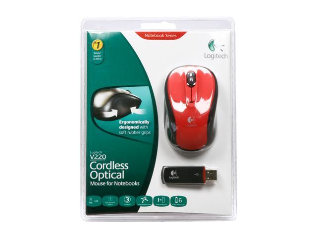 Logitech V220 Bright Red Cordless Optical Mouse for Notebooks - Newegg.com
