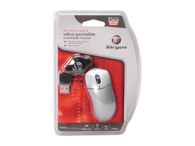 Open Box: Targus PAUM01U Silver Wired Optical Ultra Mini Retractable ...