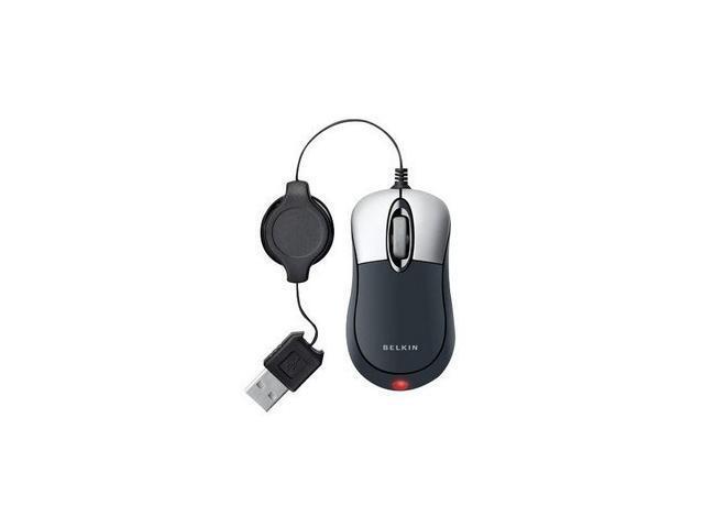 BELKIN F5L016 Silver/Black Wired Optical Retractable Travel Mouse ...
