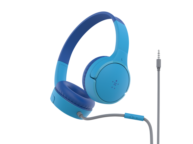 Belkin SoundForm Mini Blue Wired On-Ear Headphones for Kids AUD004BTBL ...
