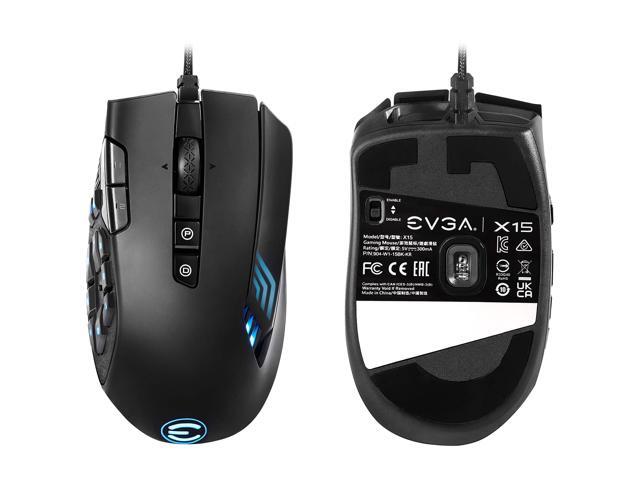 EVGA X15 MMO Gaming Mouse, 8k, Wired, Black, Customizable, 16,000 DPI ...