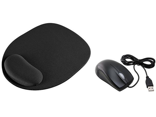 Insten 1042509 Black Wired Optical Ergonomic Mouse + Black Wrist ...