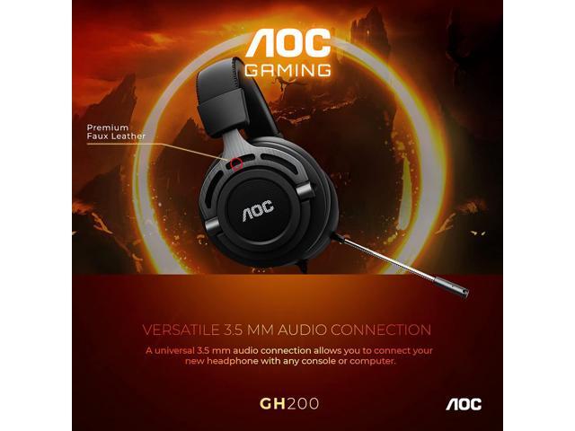 AOC Gaming GH200 Wired Gaming Headset with 2.0 Stereo Sound, Built-in ...