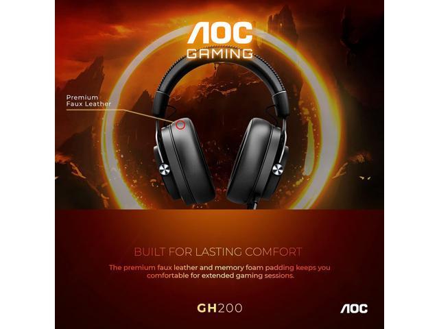 AOC Gaming GH200 Wired Gaming Headset with 2.0 Stereo Sound, Built-in ...