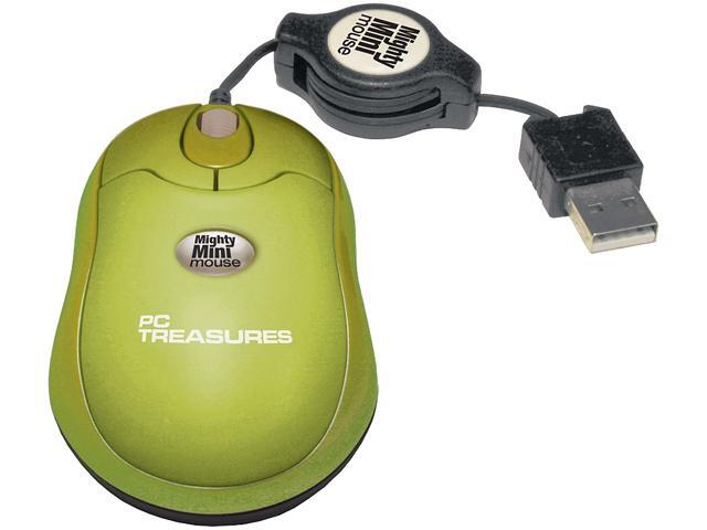 PC Treasures Retractable Mighty Mini Mouse 07219 Green Wired Mouse ...