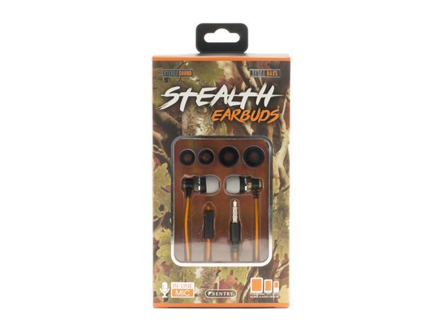 Sentry Black Orange HM909 Stealth Earbuds stereo camouflage in-ear buds ...