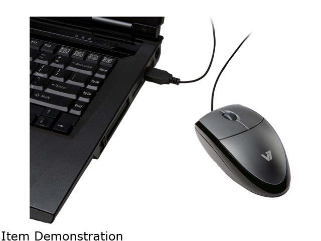 V7 Full size USB Optical Mouse MV3000010-5NC Silver/Black Wired Optical ...