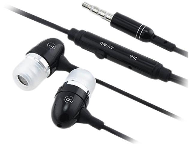 INSTEN Black 798699 Canal Black 3.5 mm In-Ear Stereo Headset w/ On-off ...