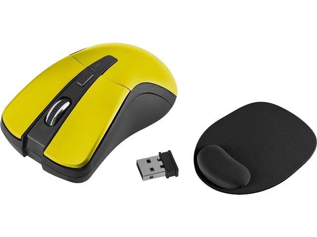 Insten 2026982 Yellow RF Wireless Optical Mouse with Wrist Comfort ...