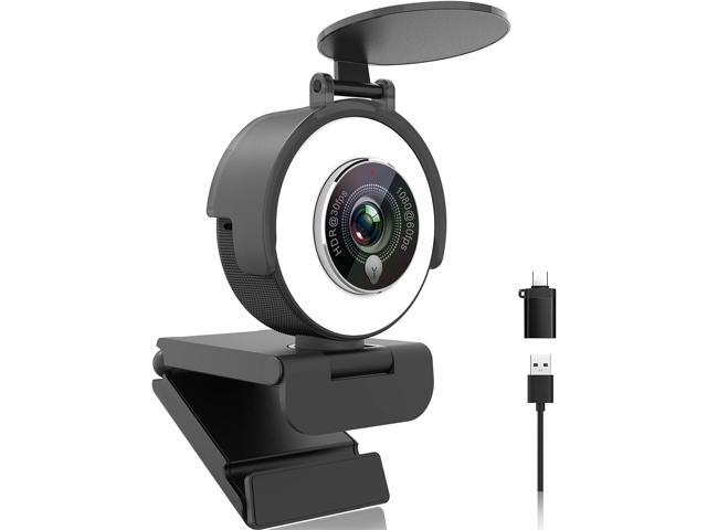 Angetube 1080p Webcam with Ring Light for Streaming: USB 60FPS Web ...
