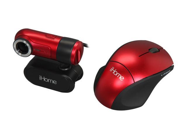 iHome IH-B910NR Red 2.4 GHz Wireless Laser Mouse / Webcam Bundle ...