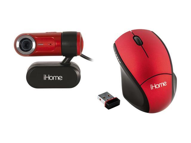 iHome IH-B910NR Red 2.4 GHz Wireless Laser Mouse / Webcam Bundle ...