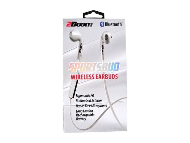 2Boom White EPBT690W Bluetooth Noise-Cancelling Earbuds with Microphone ...