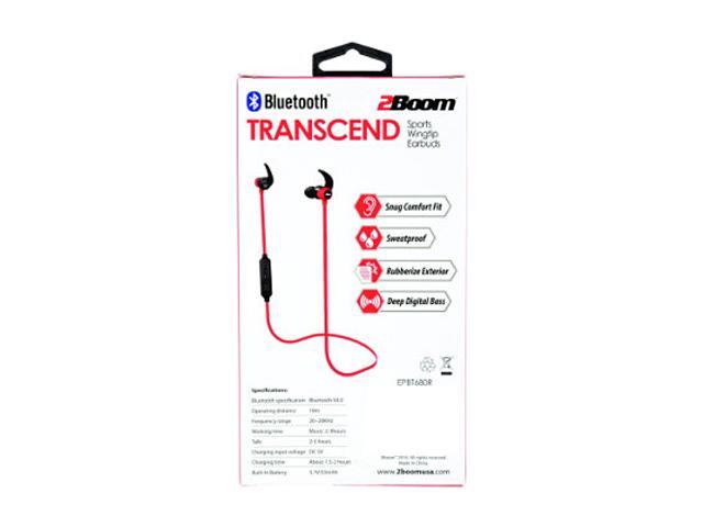2Boom Red EPBT680R Transcend Bluetooth Wingtip Sports Earbuds - Newegg.com