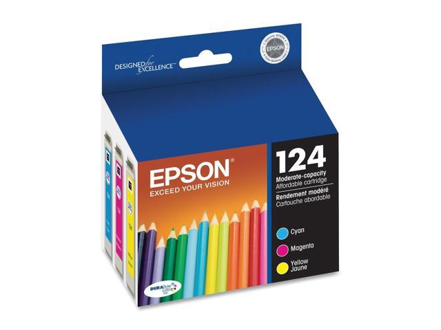 Epson 124 Cyan/Magenta/Yellow Standard Yield Ink Cartridge, 3/Pack ...
