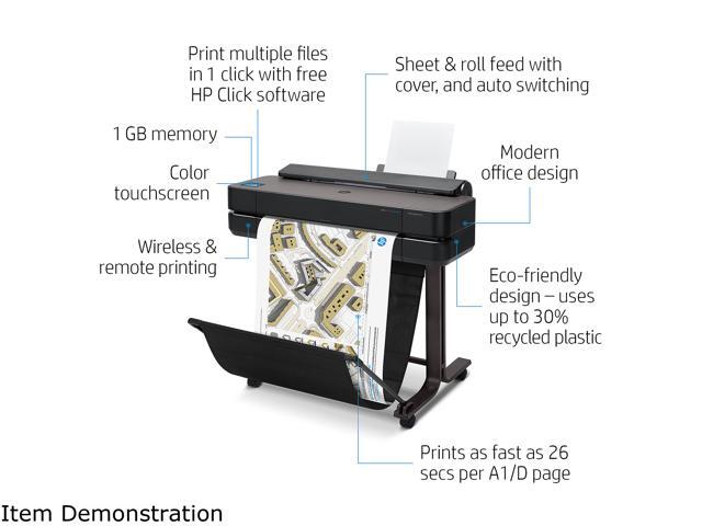 HP DesignJet T650 Large Format Wireless Plotter Printer - 24", with ...
