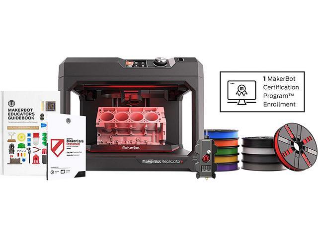 Makerbot Replicator+ Starter Pack - 1 YR MakerCare Black FDM (Fused Deposition Modeling) 3D ...