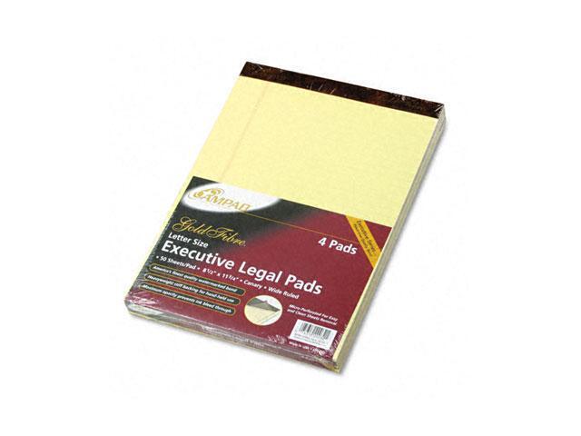 Ampad 20-032 Gold Fibre Writing Pads, Legal/Wide Rule, Ltr, Canary, 4 ...