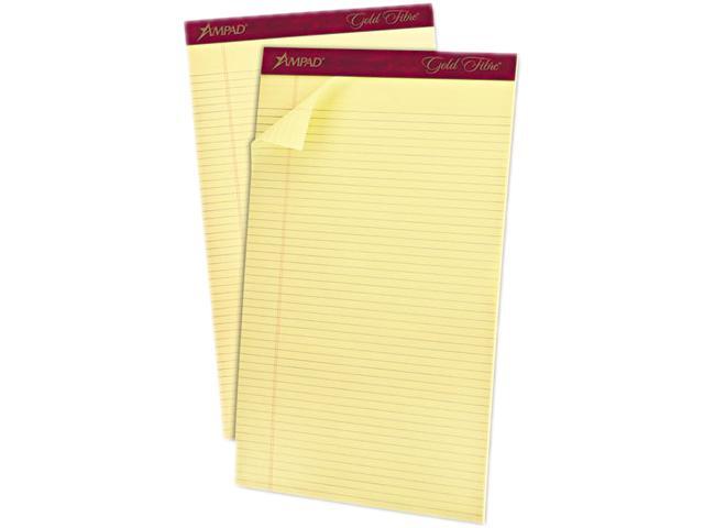 Ampad 20-034 Gold Fibre Pads, Narrow/Margin Rule, Legal, Canary, 50 ...
