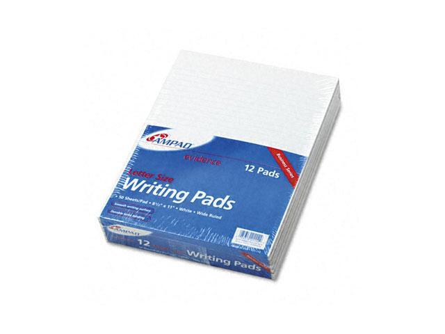 Ampad 21-112 Evidence Glue Top Ruled Pads, Wide Rule, Ltr, White, 50 ...