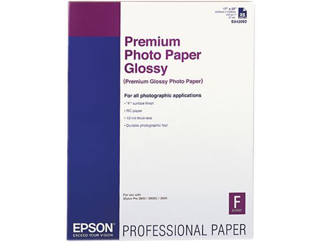 Epson America Premium Photo Paper, 68 lbs., High-Gloss, 17 x 22, 25 ...