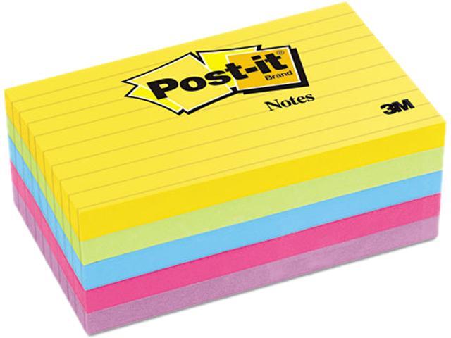 Post-it Notes 635-5AU Ultra Color Notes, 3 x 5, Lined, Five Colors, 5 ...