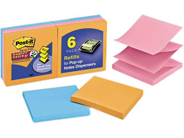 Post-it Pop-up Notes Super Sti R330-6SSAN Pop-Up Refill, 3 x 3, 4 ...
