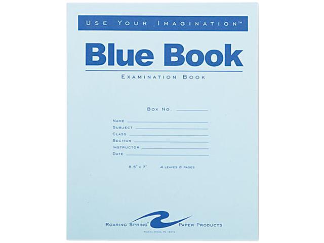 Roaring Spring 77510 Exam Blue Book, Wide Rule, 8-1/2 x 7, White, 4 ...