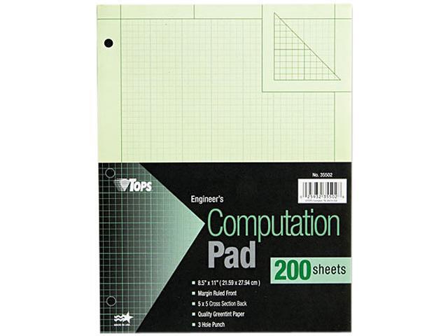Tops 35502 Engineering Computation Pad, Quadrille Rule, Letter, Green ...