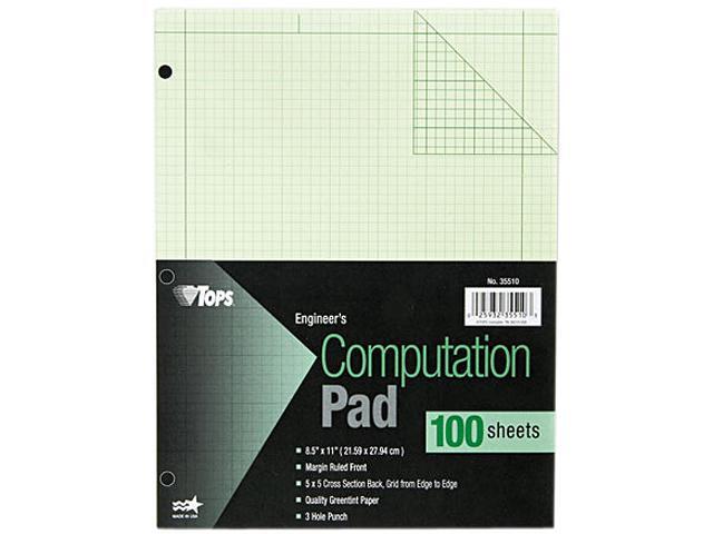 Tops 35510 Engineering Computation Pad, 5 Squares, Quad Rule, Ltr ...