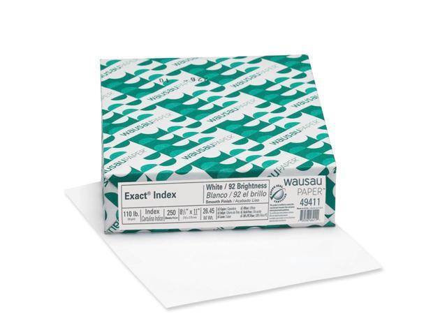 Wausau Paper 49411 Exact Index Card Stock, 110 lbs., 8-1/2 x 11, White ...