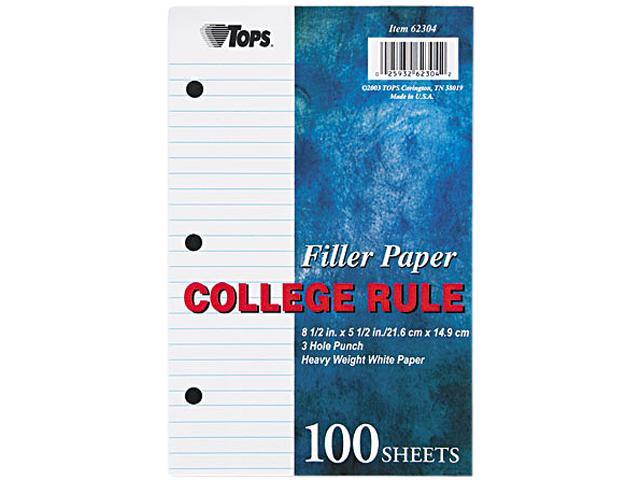 TOPS Filler Paper, 20-lbs., 8-1/2 x 5-1/2, College Rule, Bright White ...