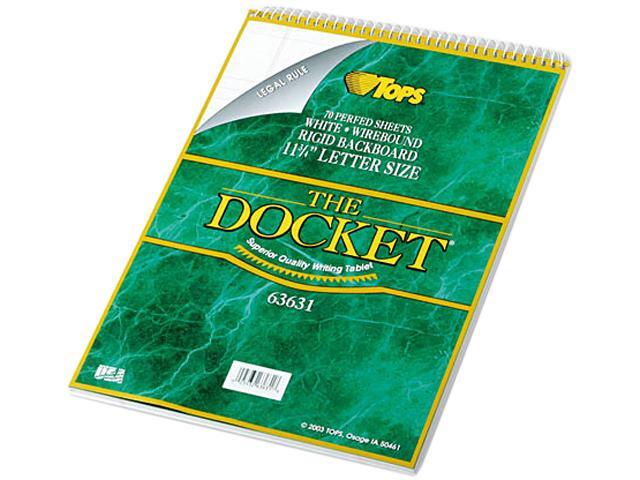 Tops 63631 Docket Wirebound Ruled Pad w/Cover, Legal Rule, Ltr, White ...