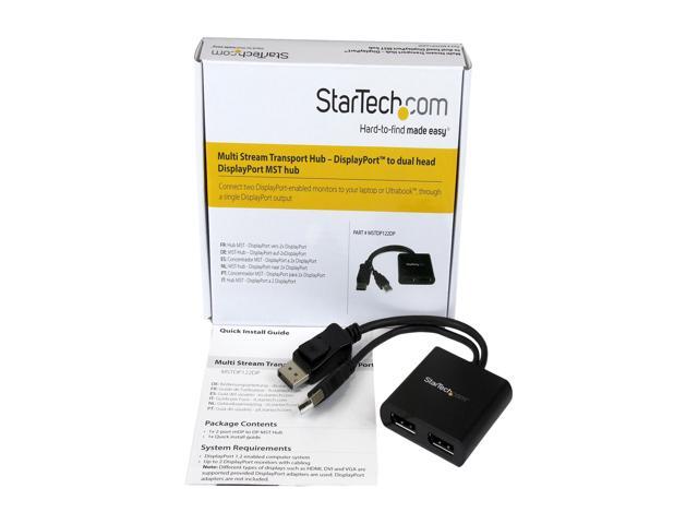 StarTech.com MSTDP122DP DisplayPort to DisplayPort Multi Monitor Splitter - 2-Port MST Hub - DP ...