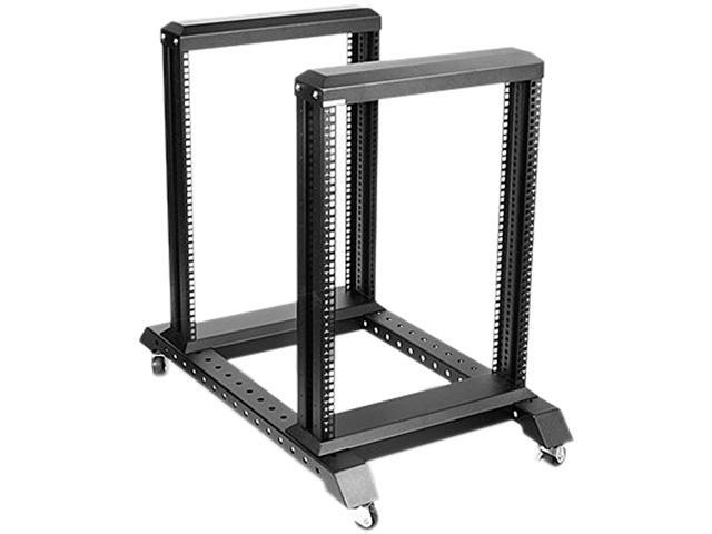 Claytek 15U 4-Post Open Frame Rack with 1U 24-port Cat6 Patch Panel ...