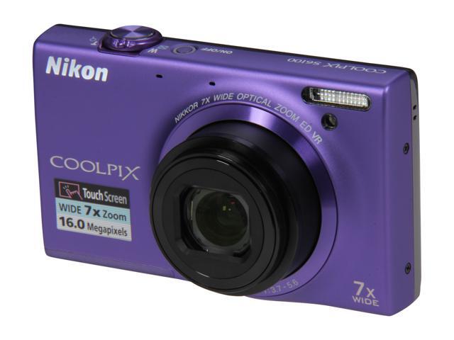 Nikon COOLPIX S6100 Violet 16.0 MP 28mm Wide Angle Digital Camera ...