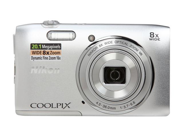Nikon COOLPIX S3600 Silver 20.1 MP 25mm Wide Angle Digital Camera ...
