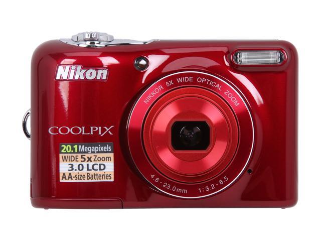 Nikon COOLPIX L30 Red 20.1 MP 26mm Wide Angle Digital Camera - Newegg.com